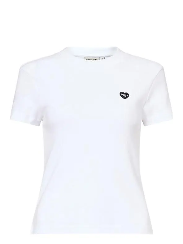 Carhartt Work In Progress Short Sleeve Cotton Jersey T-shirt With Heart Patch - White / Black