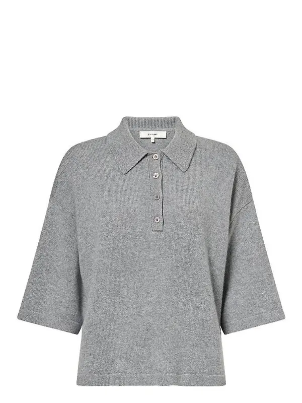 FRAME Relaxed-fit Cashmere Polo Shirt - Graphite Grey
