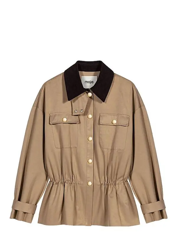 Maje Corduroy Collar Cotton-blend Jacket - Beige