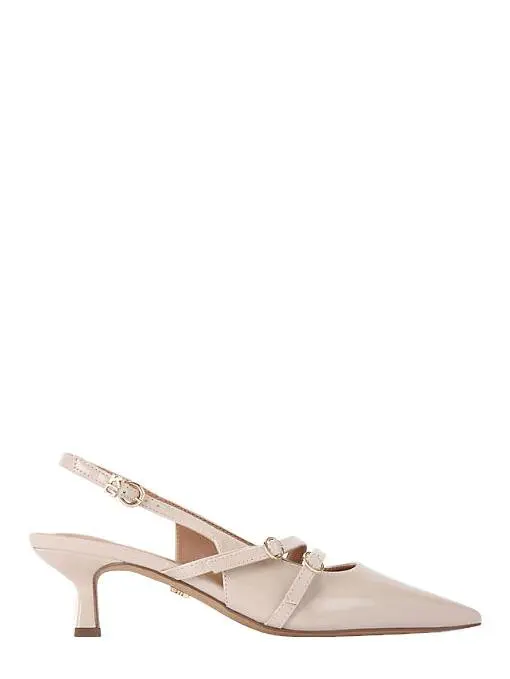 Kurt Geiger Sienna Faux-leather Heeled Courts - Bone
