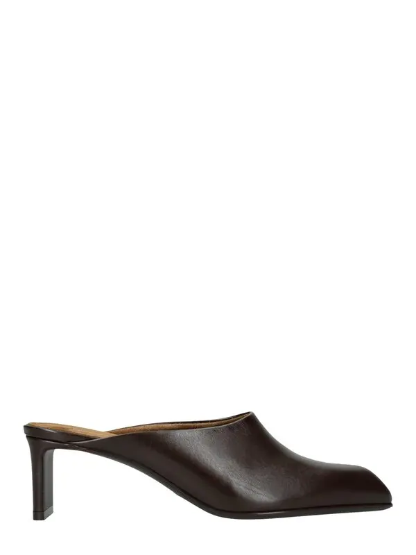 Khaite Colt Heeled Leather Mules - Brown
