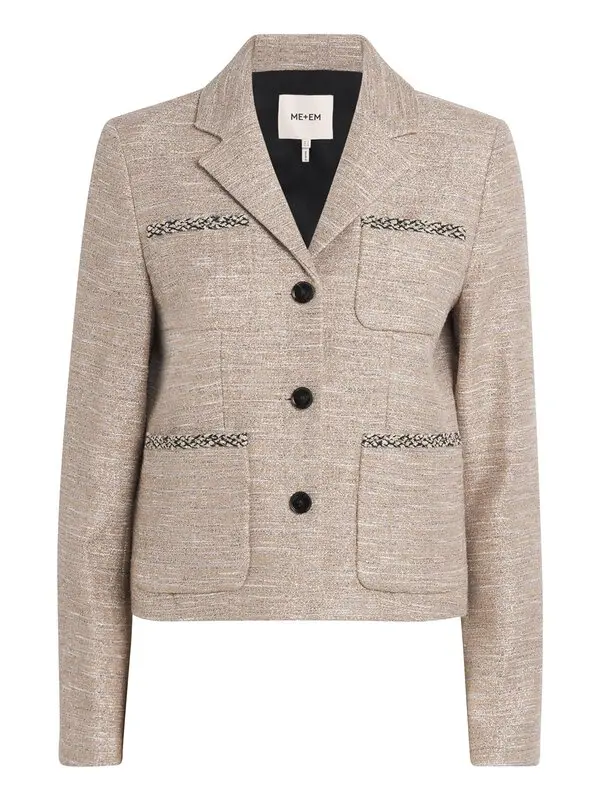 ME+EM Metallic Tweed Blazer - Gold