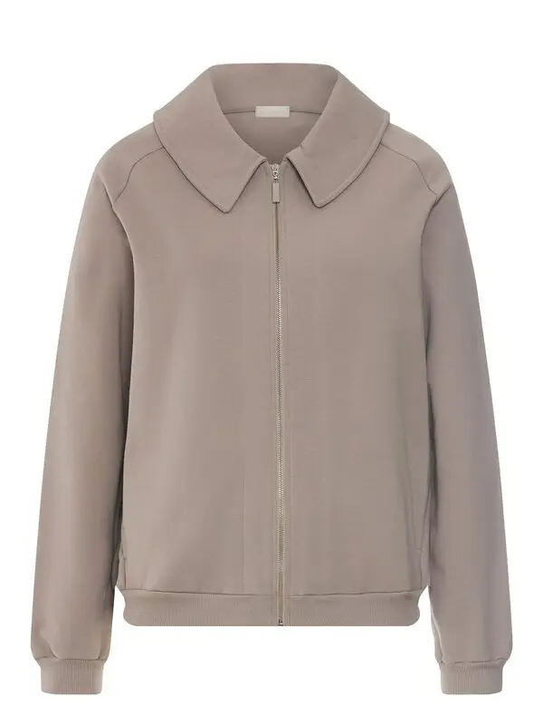Hanro Cotton Natural Living Zip-up Cardigan - Brown