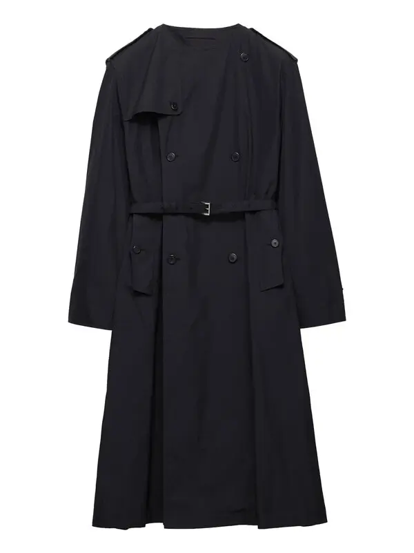 Prada Cotton-blend Collarless Trench Coat - Black
