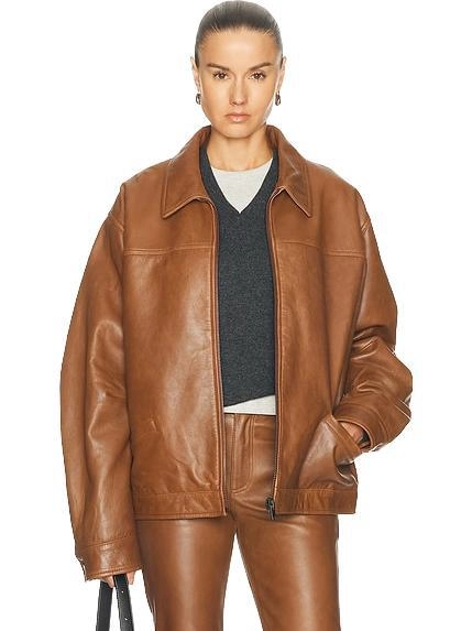 HAIKURE Jocelyn Cropped Silky Leather Jacket - Tan