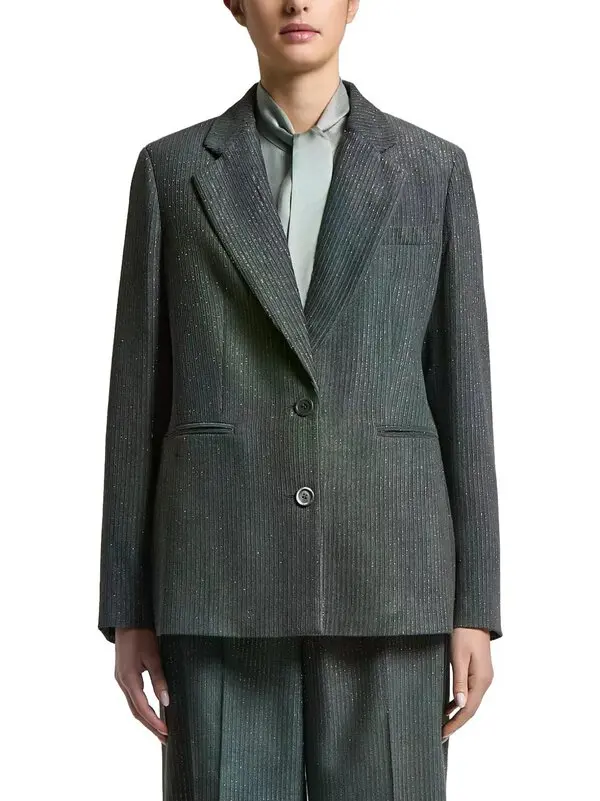 Peserico Glitter-effect Pinstripe Blazer - Grey