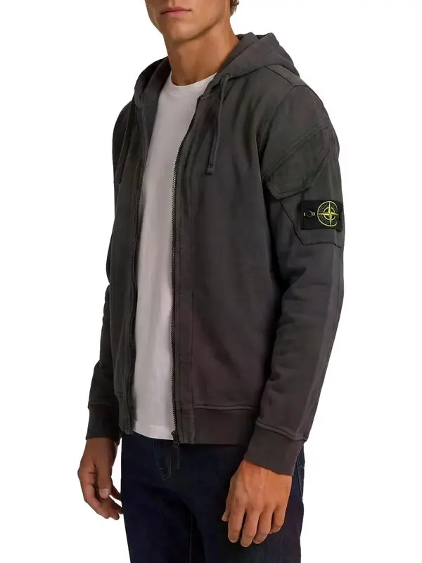 Stone Island Brushed Organic Cotton Fleece Zip-up Sweatshirt - Grey