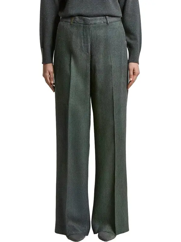 Peserico Wide Leg Pleated Trousers - Grey