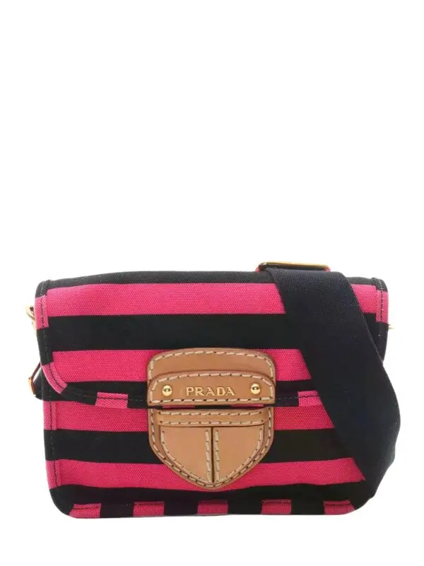 Prada Canapa Rig Shoulder Bag - Black