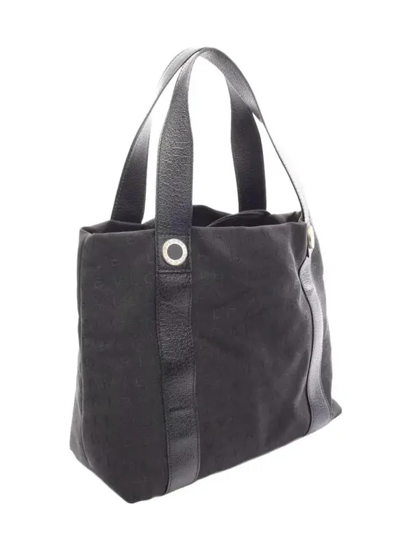 BVLGARI Logomania Canvas And Leather Trim Tote Bag - Black