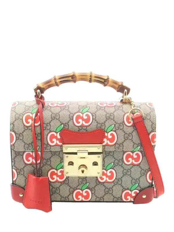 Gucci Supreme Gg Apple Bamboo Top Handle Tote Bag - Neutrals