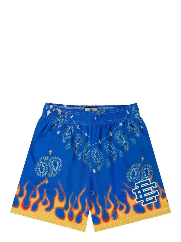 ERIC EMANUEL Ee Basic Paisley And Flame-print Mesh Shorts - Blue