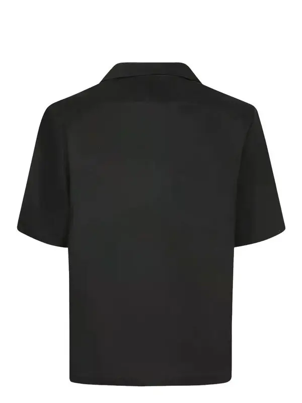 Commas Floral-embroidered Short-sleeve Shirt - Black