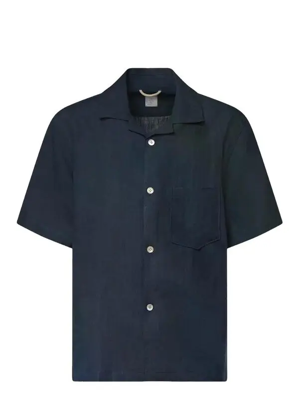 Eleventy Short-sleeve Chest-pocket Shirt - Blue