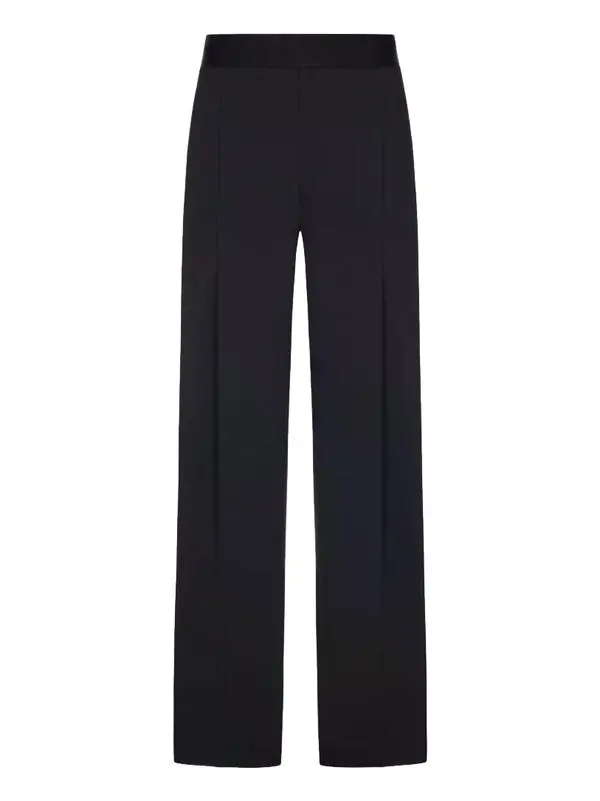 Giorgio Armani Wool Palazzo Pants With Front Pleats - Black