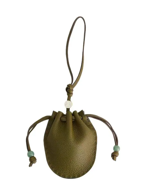 Shanghai Tang Drawstring Leather Bag Charm - Green