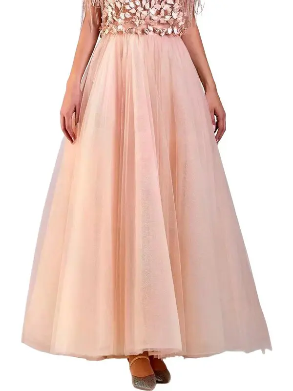 GEMY MAALOUF A-cut Midi Tulle Skirt - Neutrals