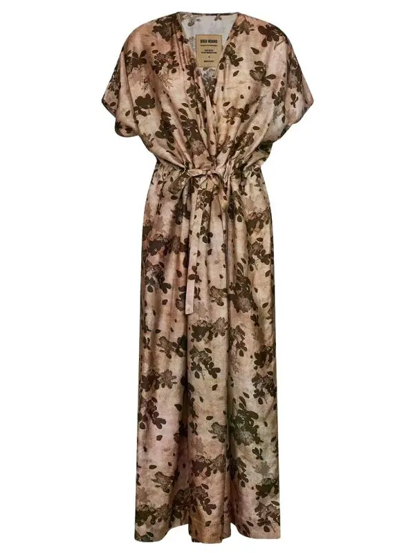 UMA WANG Floral Print V-neck Maxi Dress - Neutrals