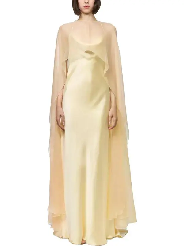 ATU BODY COUTURE Satin-finish Silk-cape Slip Maxi Dress - Neutrals