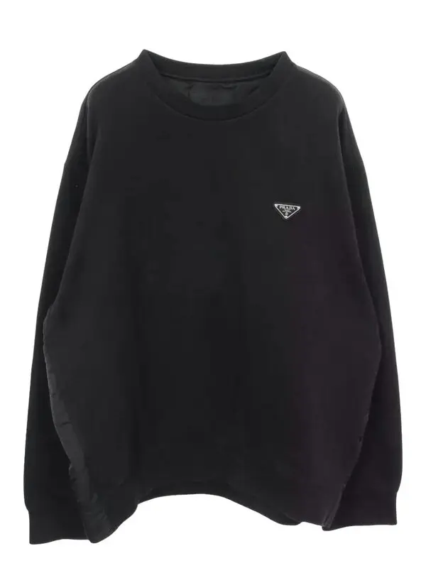 Prada Re-nylon Detail Triangle Logo Sweater - Black