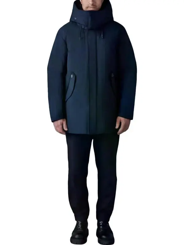 Mackage Sullivan Hooded Coat With Shearling Trim - Blue