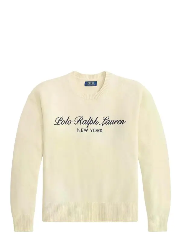 Polo Ralph Lauren Crew Neck Sweater With Embroidered Logo - Neutrals
