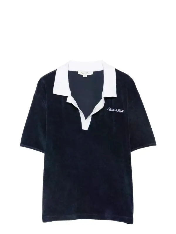 SPORTY & RICH Logo Terry Cloth Top - Blue