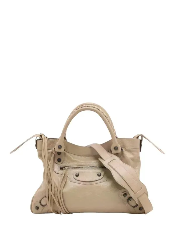 Balenciaga Motocross Classic Town Satchel - Neutrals
