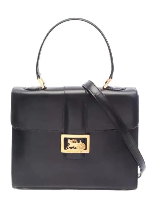 Celine Leather Carriage Horse-clasp Handbag - Black