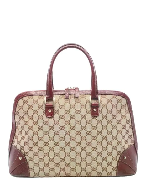 Gucci Gg Canvas Handbag With Leather Panels - Neutrals
