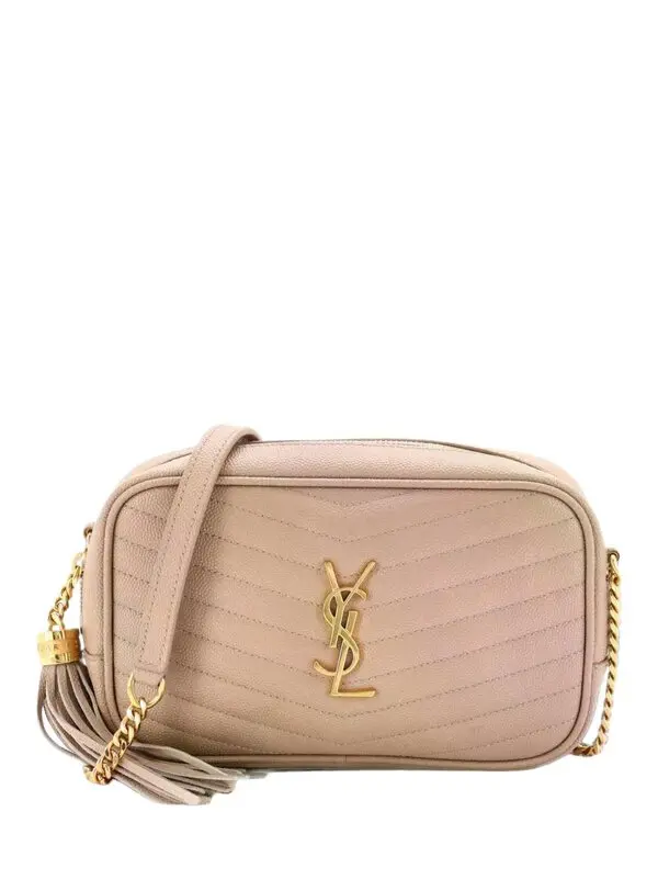 Saint Laurent Lou Camera Bag Matelassé Chevron Leather Mini Crossbody Bag - Neutrals