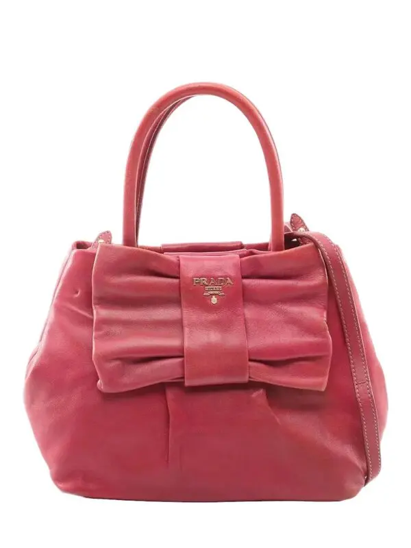 Prada Nappa Leather Bow Detail Handbag - Red