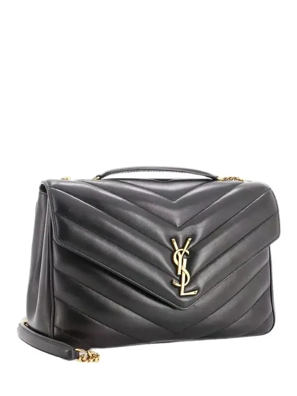 Saint Laurent Loulou Matelasse Chevron Leather Shoulder Bag - Black