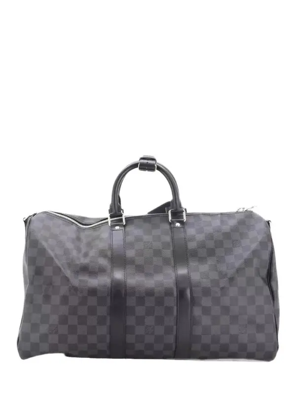 LOUIS VUITTON Keepall Bandouliere Damier Graphite 45 Travel Bag - Black