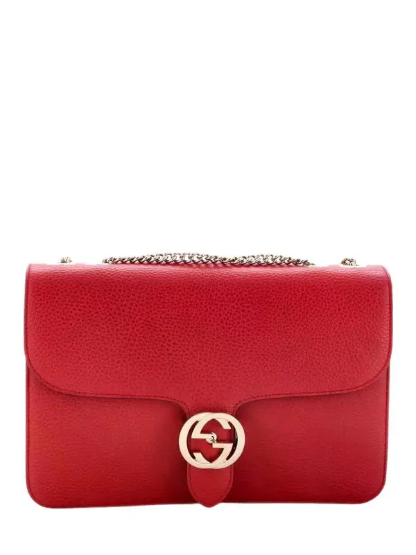 Gucci Interlocking Leather Medium Shoulder Bag - Red