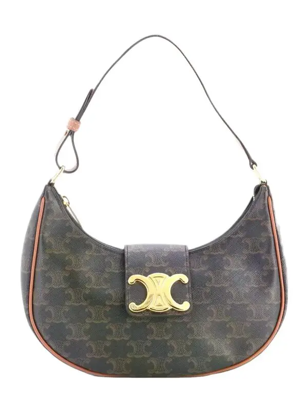 Celine Ava Triomphe Shoulder Bag In Triomphe Coated Canvas - Brown