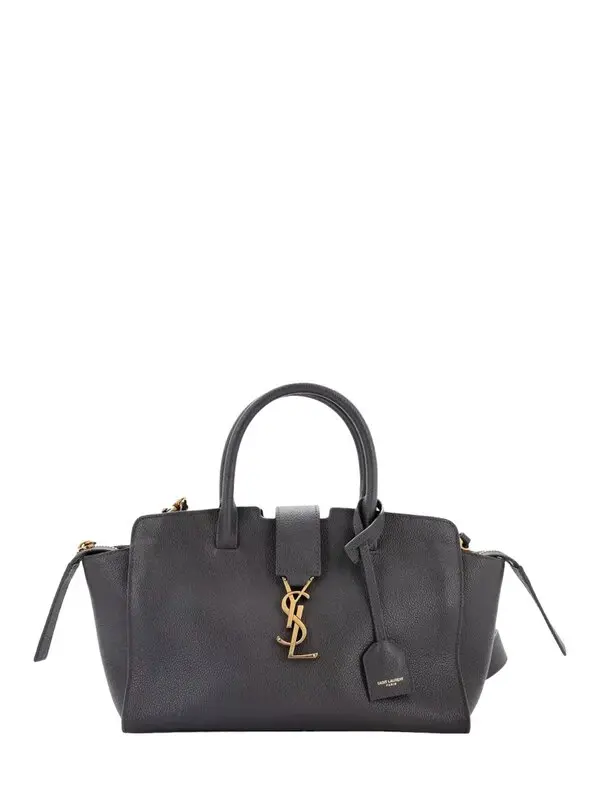Saint Laurent Monogram Cabas Downtown Leather Baby Satchel - Metallic