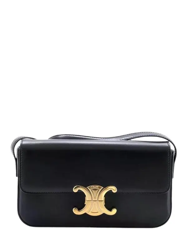 Celine Triomphe East-west Smooth Calfskin Shoulder Bag - Black