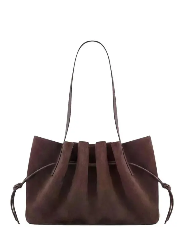 Yuzefi Scallop Pleated Shoulder Bag - Brown