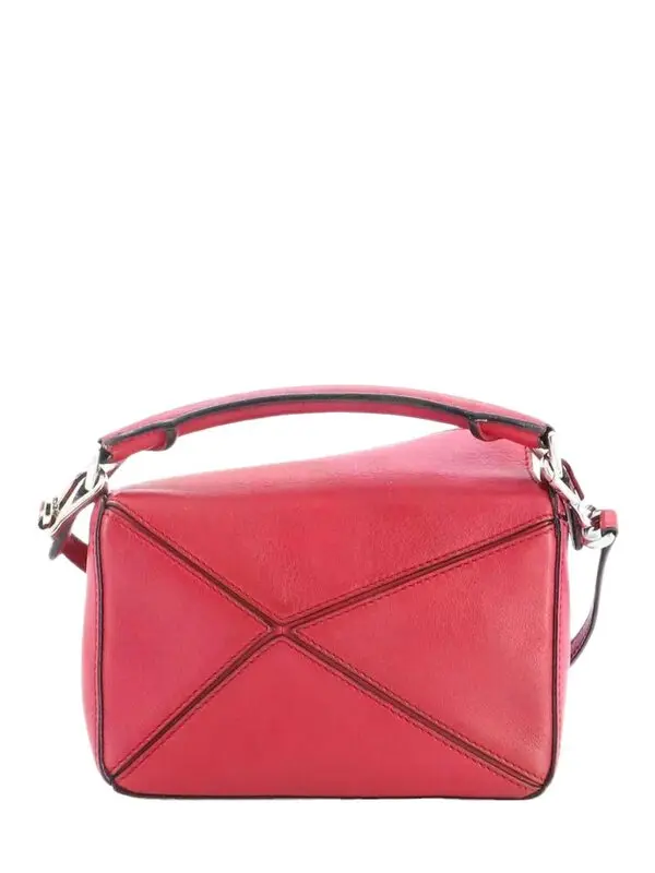 Loewe Puzzle Bag Leather Mini Crossbody Bag - Red