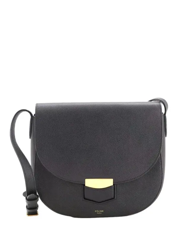 Celine Grainy Leather Medium Crossbody Bag - Black