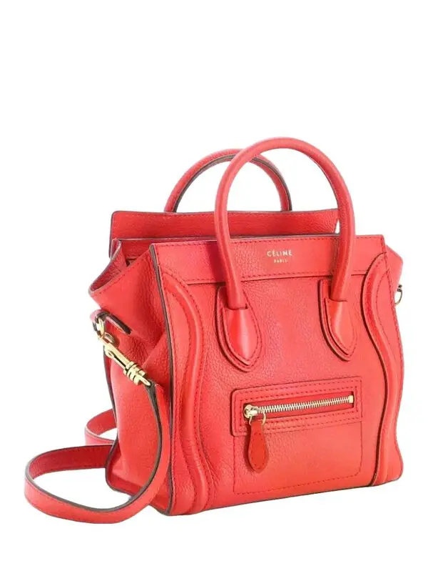 Celine Luggage Bag Grainy Leather Nano Crossbody Bag - Red