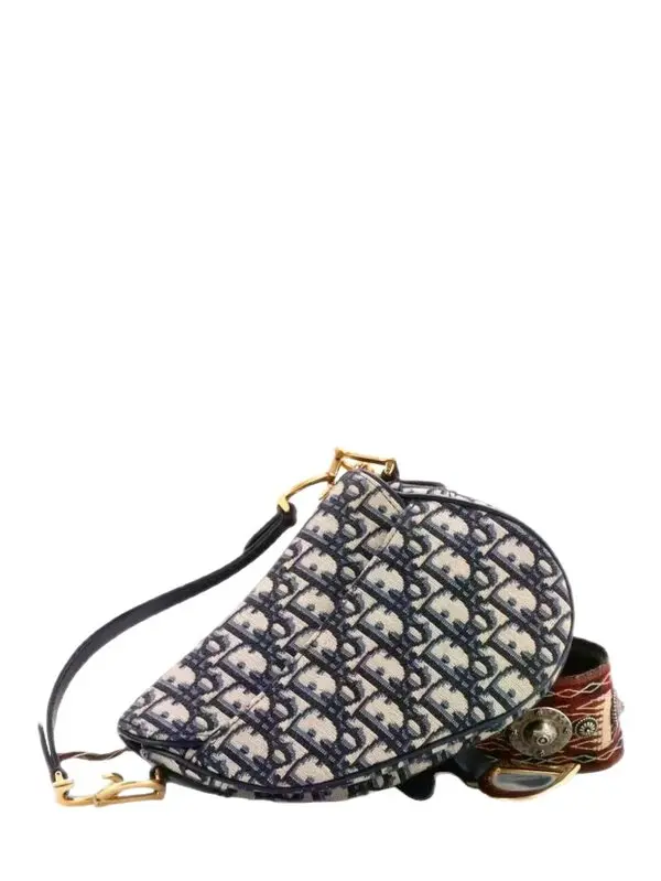 Dior Saddle Handbag With Strap Oblique Canvas Mini Shoulder Bag - Blue