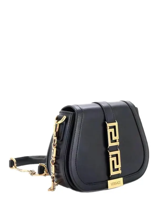 Versace Greca Goddess Leather Shoulder Bag - Black