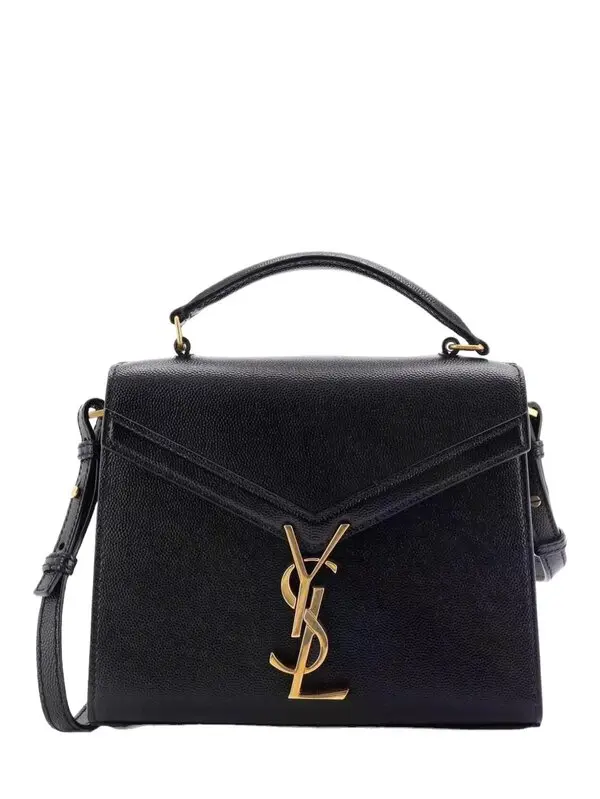 Saint Laurent Cassandra Top Handle Bag Leather Mini Shoulder Bag - Black