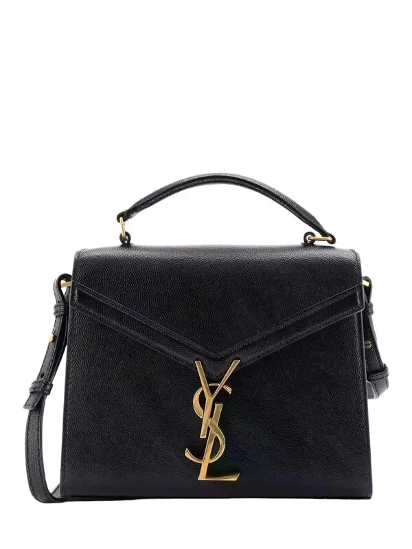 Saint Laurent Cassandra Top Handle Bag Leather Mini Shoulder Bag - Black
