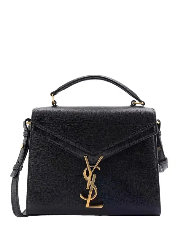 Saint Laurent Cassandra Top Handle Bag Leather Mini Shoulder Bag - Black