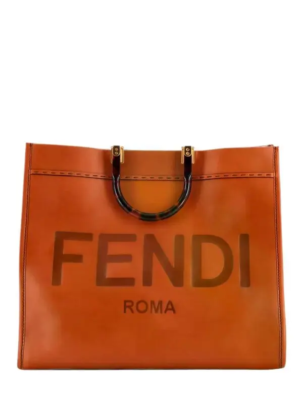 Fendi Sunshine Shopper Leather Large Tote Bag - Brown