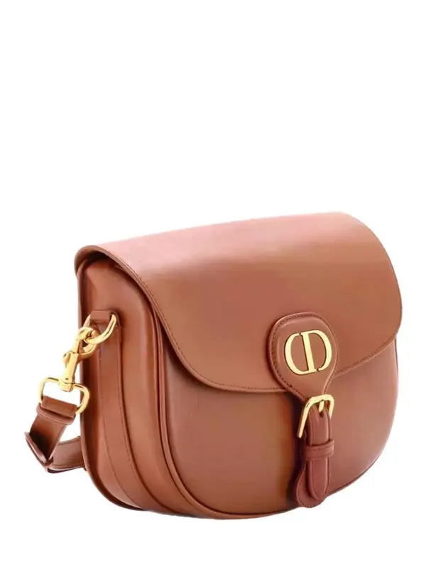 Dior Bobby Flap Bag Leather Medium Crossbody Bag - Brown