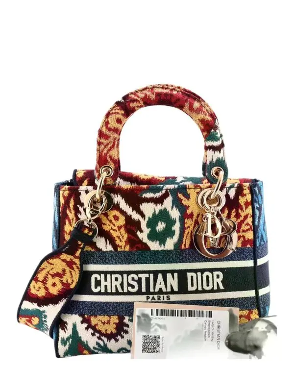 Dior Lady D-lite Embroidered Canvas Medium Satchel - Multicolour